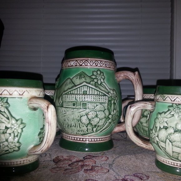 Kitchen | 6 Vtg Japanesegerman Style Stein Pitcher Mug Set | Poshmark